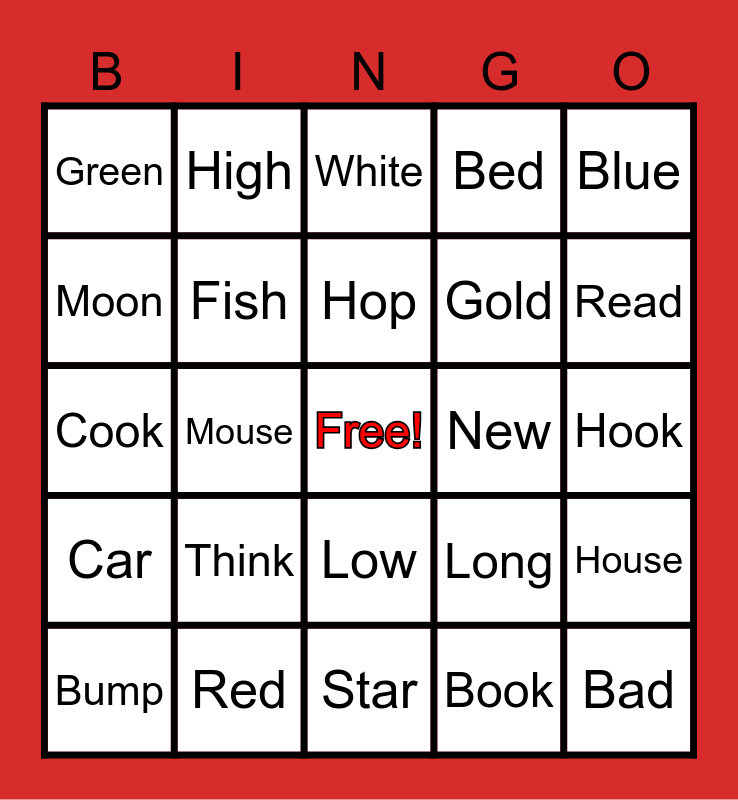 1 Fish 2 Fish Red Fish Blue Fish Bingo Card