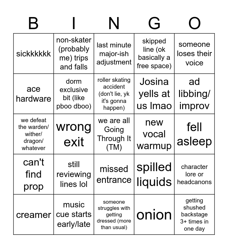 Winter Show 2025 (The Tempest x Xanadu)! Bingo Card
