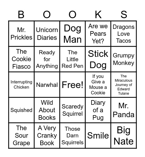 Read Across America Book Bingo Card