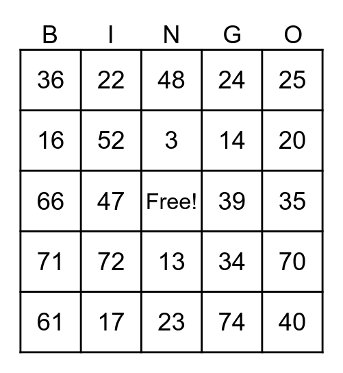 Molly's Friday Fun Bingo! Bingo Card