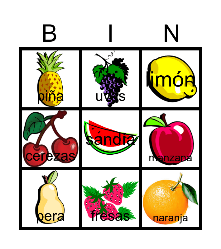 Las Frutas Bingo Card