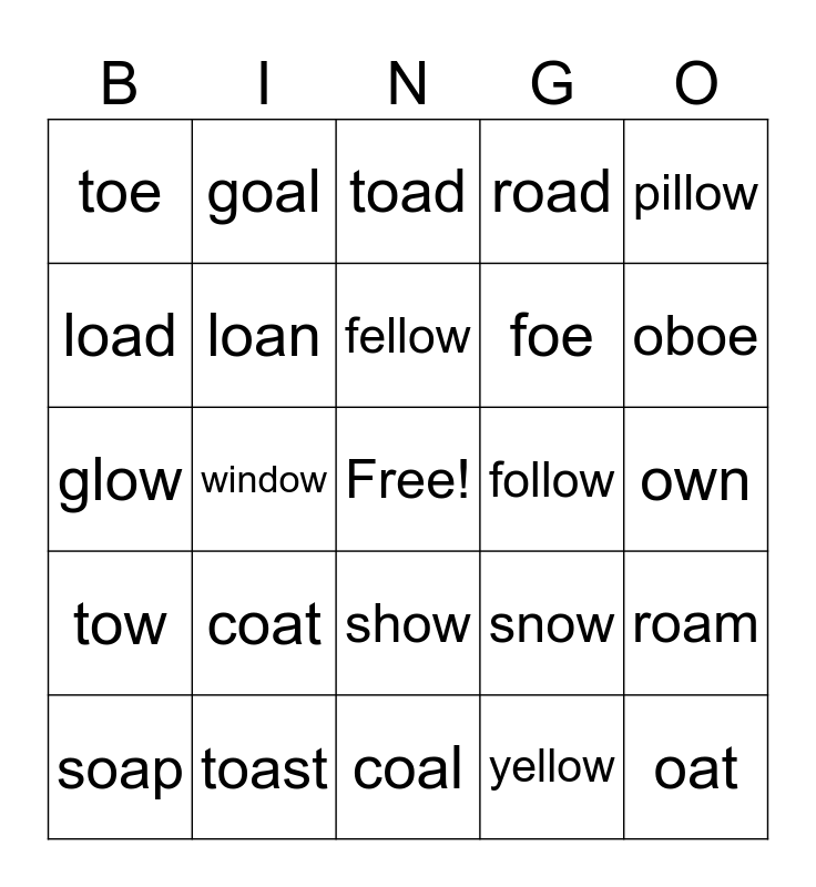 UFLI lesson 86 Bingo Card
