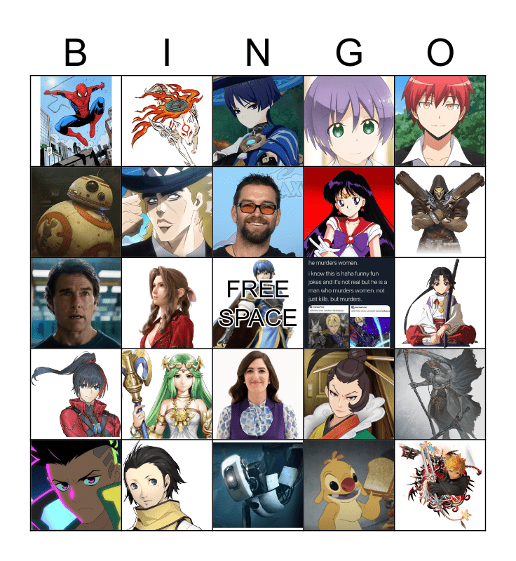 Favorite Character Bingo Card