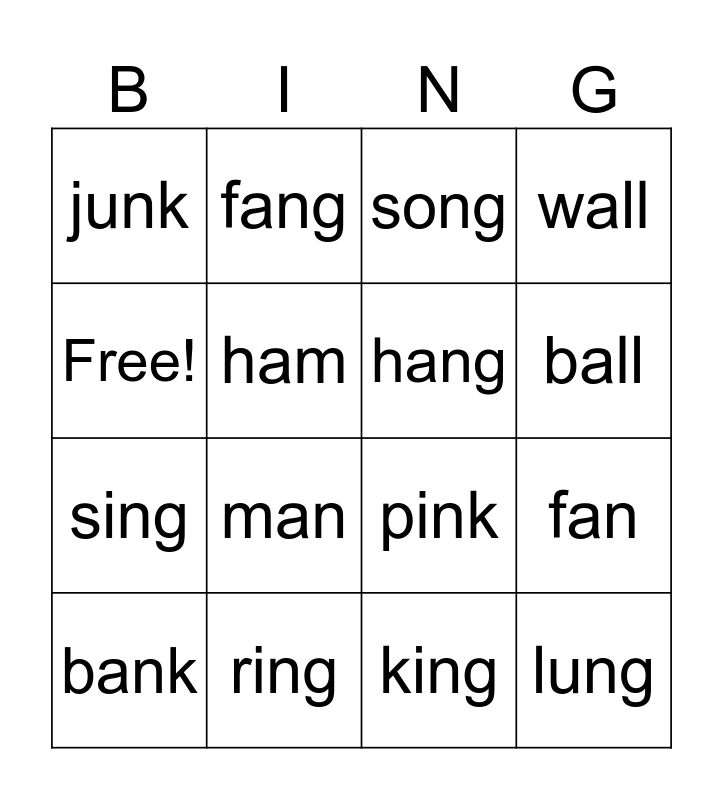 Glued Sounds Bingo Card