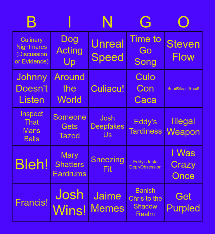 Bingus Bongus Bingo Card