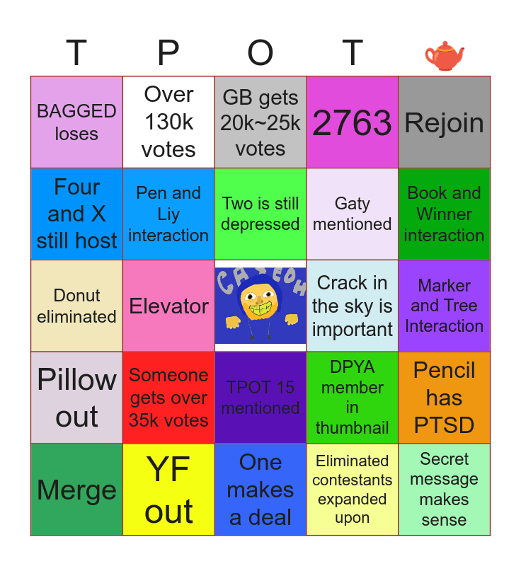 TPOT 17 PREDICTION Bingo Card