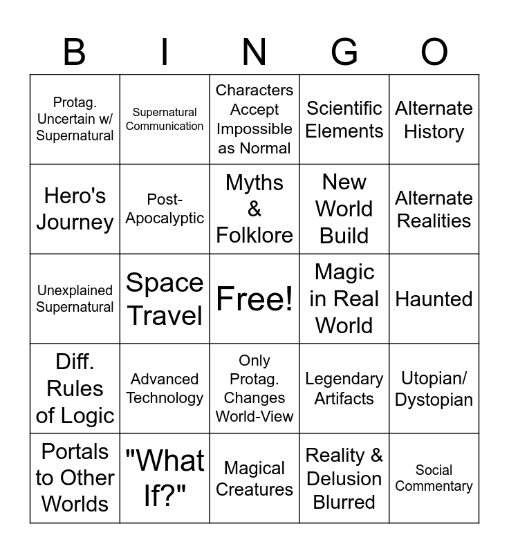 New Bingo Card SC Bingo Card