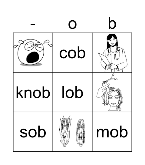 -ob Word Family Bingo! Bingo Card