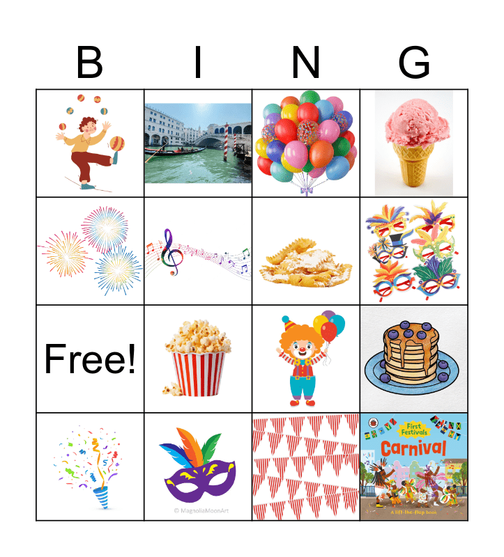 Carnival Year 1 Bingo Card