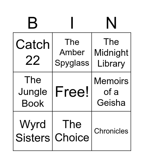 World Book Day Bingo Card