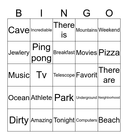Connect 2 Bingo Card