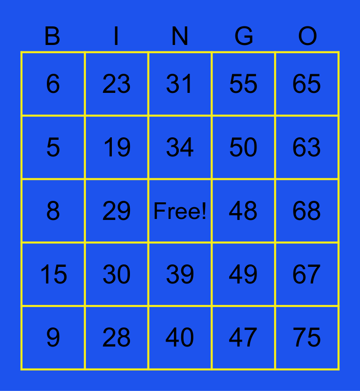 Comet's Bingo Blast-Off Bingo Card