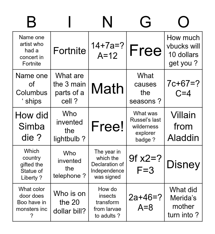 BGCF BINGO Card