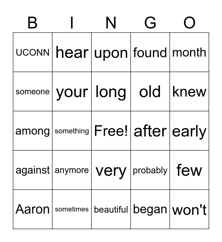 Aaron Wonders Unit 1-4 HF Bingo Card