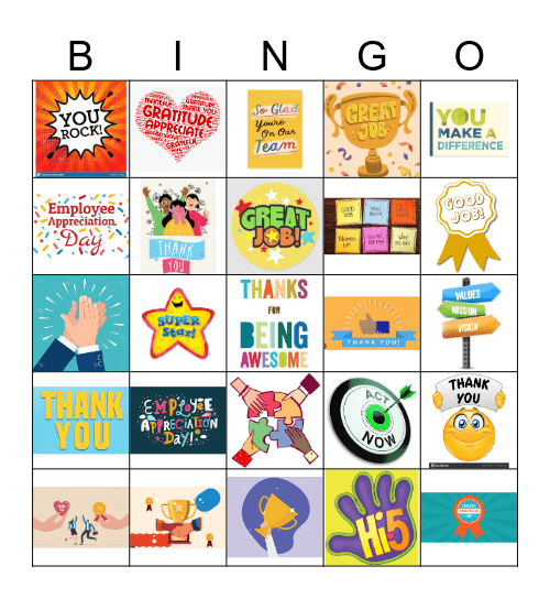 Employee Appreciation Bingo Card
