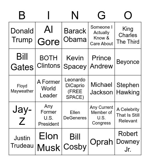 EPSTEIN CLIENT LIST! Bingo Card