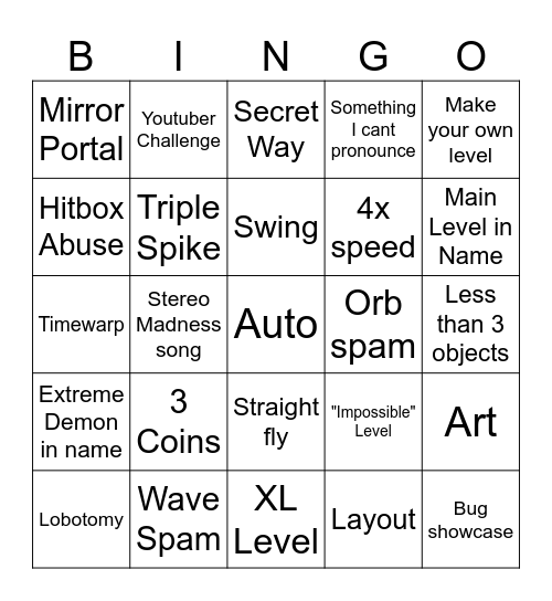 Recent Tab Bingo Card