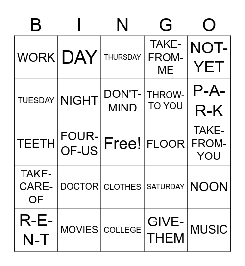 Unit 5 Bingo Card