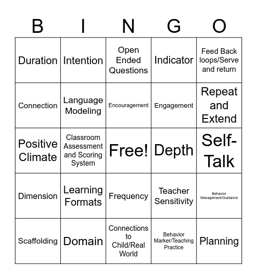 CLASS Bingo Card