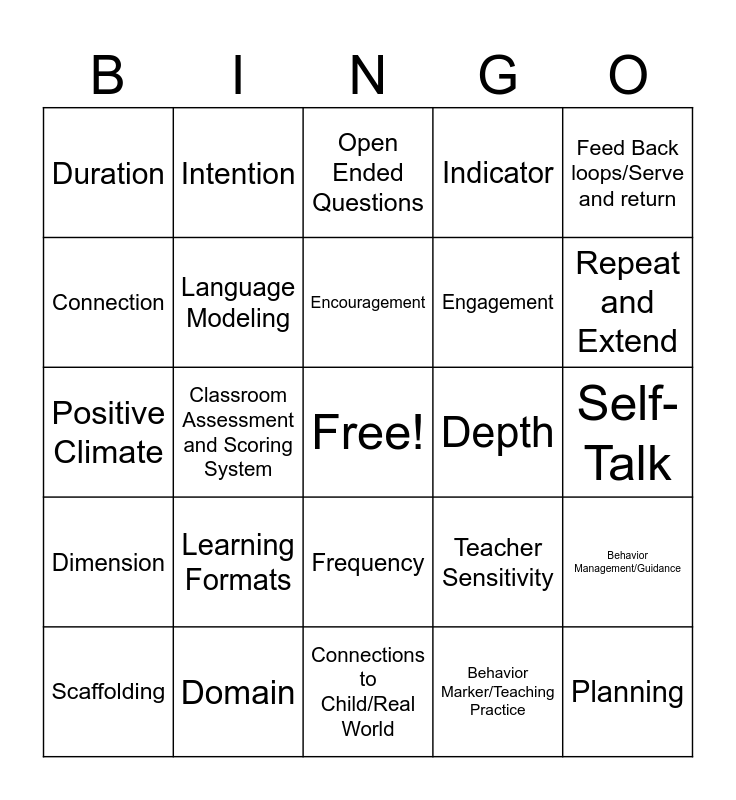 CLASS Bingo Card