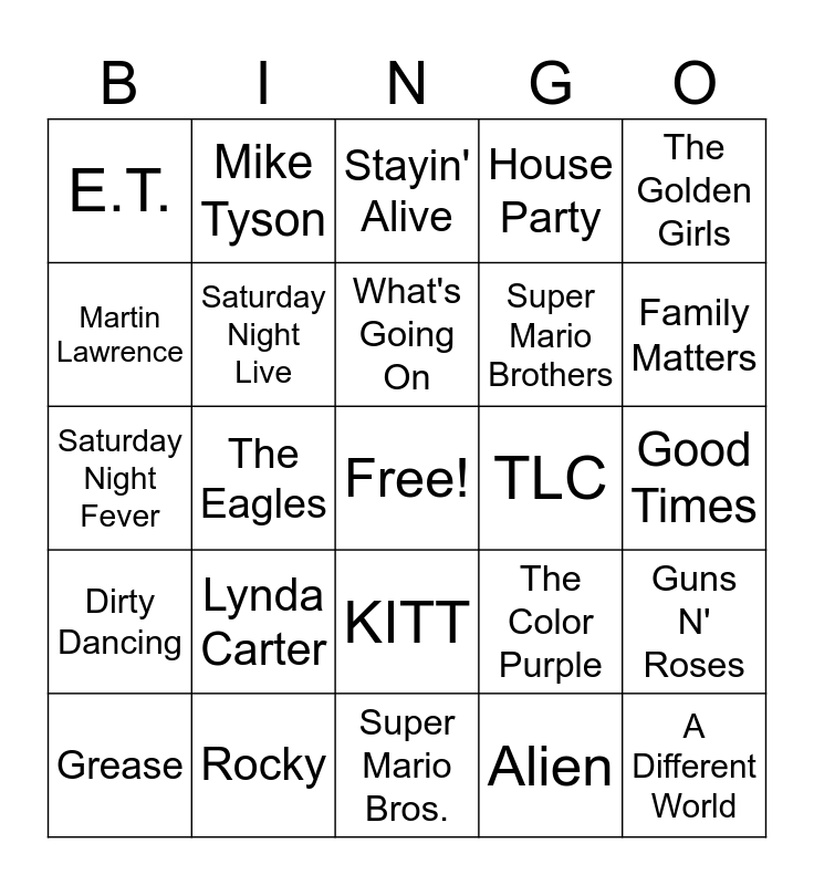 RETRO REWIND TRIVIA BINGO Card