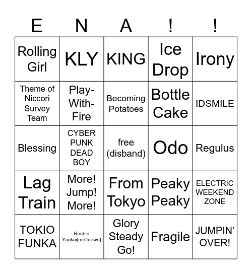 ena's relaxing tea time bingo (again)!! Bingo Card