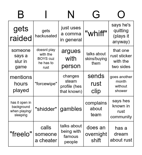 aaron rust bingo Card