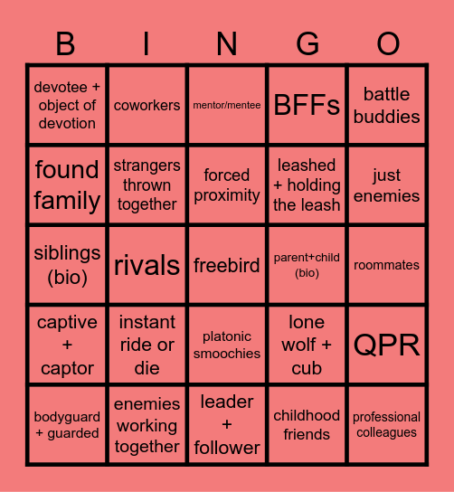 platonic rp bingo Card