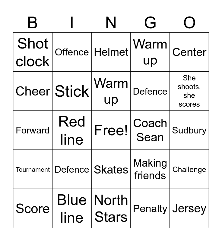 FUN3 RINGETTE Bingo Card