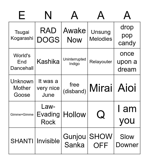 ena's third relaxing tea time bingo!! Bingo Card