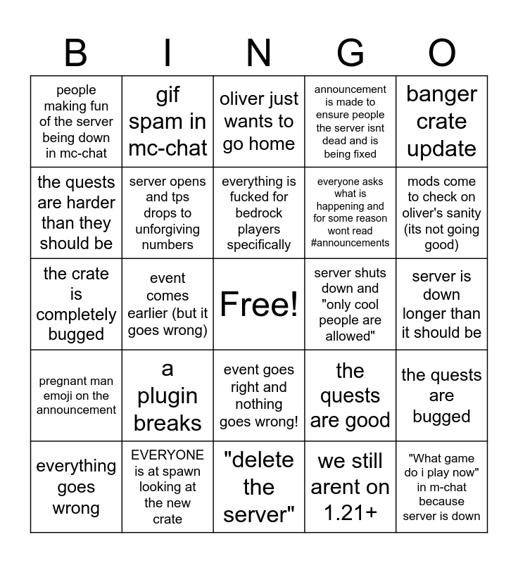 Survivify update bingo Card
