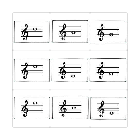 Treble clef bingo Card