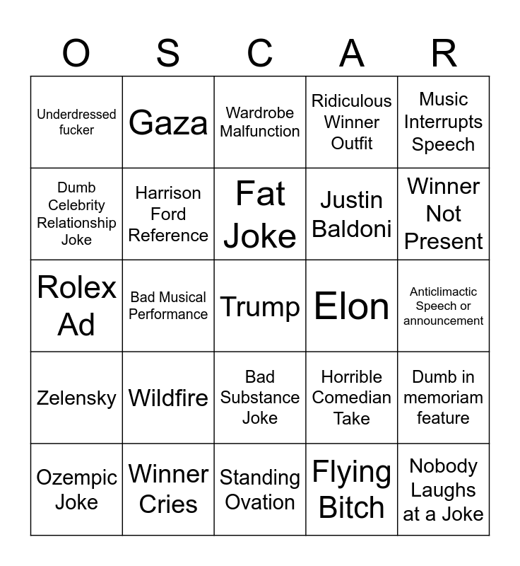 Presenter Card Bingo Card