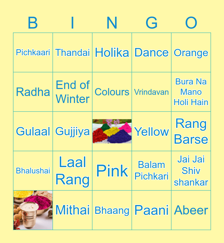 Let's Play Holi Bingo Card