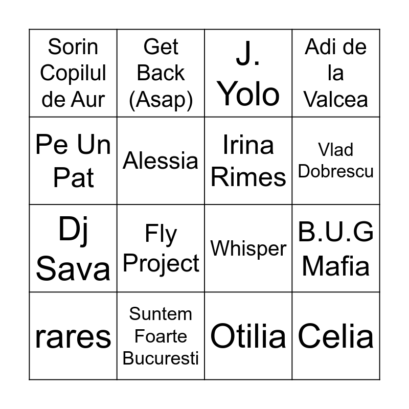 Anii 2000 Bingo Card