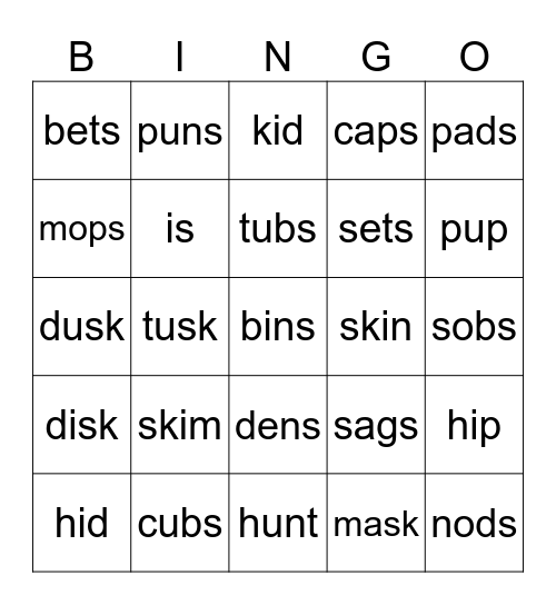 Reading Bingo Card