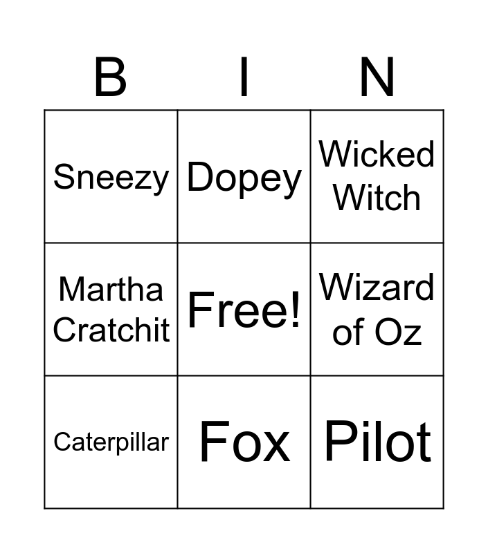 World Book Day Bingo Card