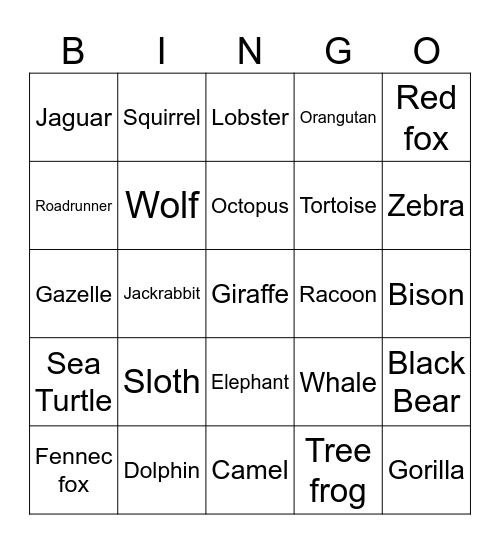 Habitat Bingo Card