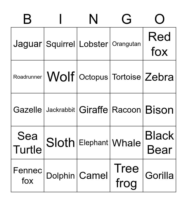 Habitat Bingo Card