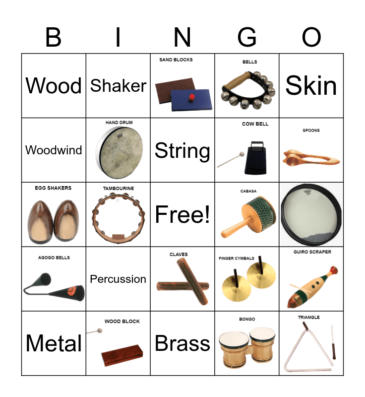 Classroom Instrument Bingo Card