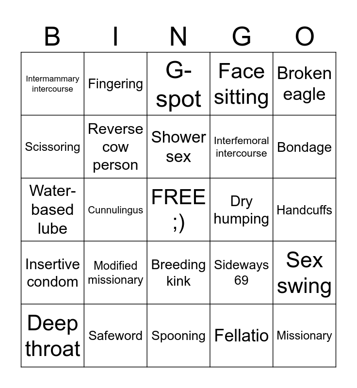 SEXY BINGO!!!!! Bingo Card