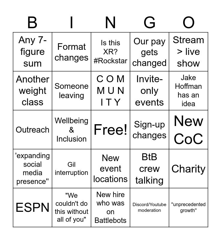 All-hands BINGO Card