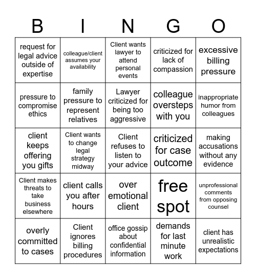 Professional Boundary Bingo Card