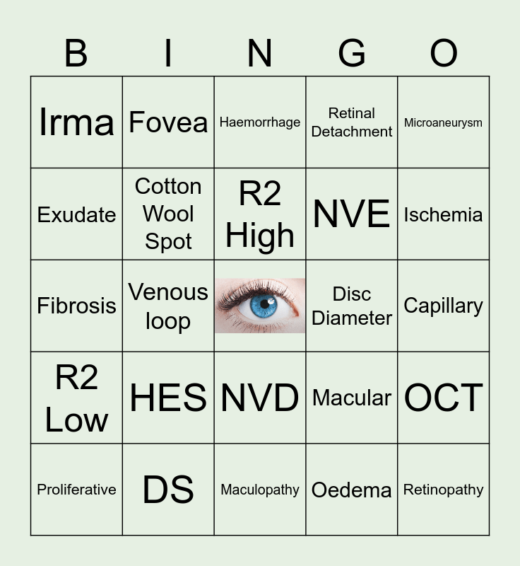 Eye Screening Bingo Card