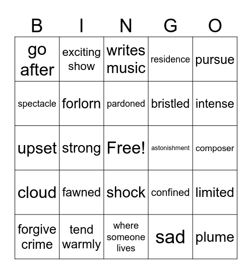 5th Grade Bingo Card