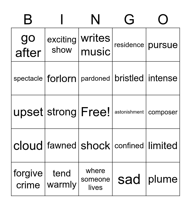 5th Grade Bingo Card