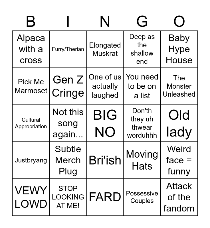 Cringe Comp Bingo #3 Bingo Card