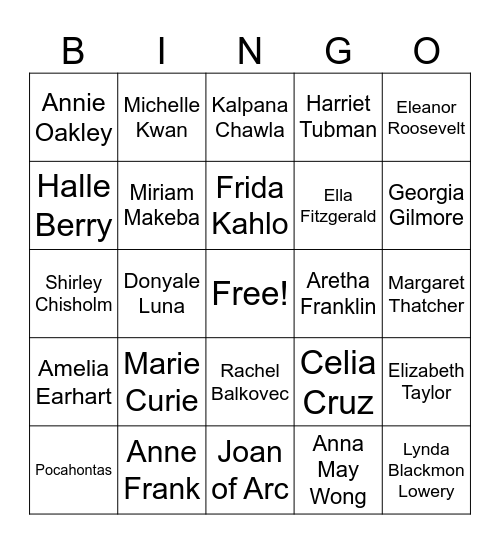 Women History Month Bingo Card