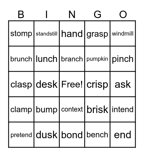 remaining ending blends Bingo Card