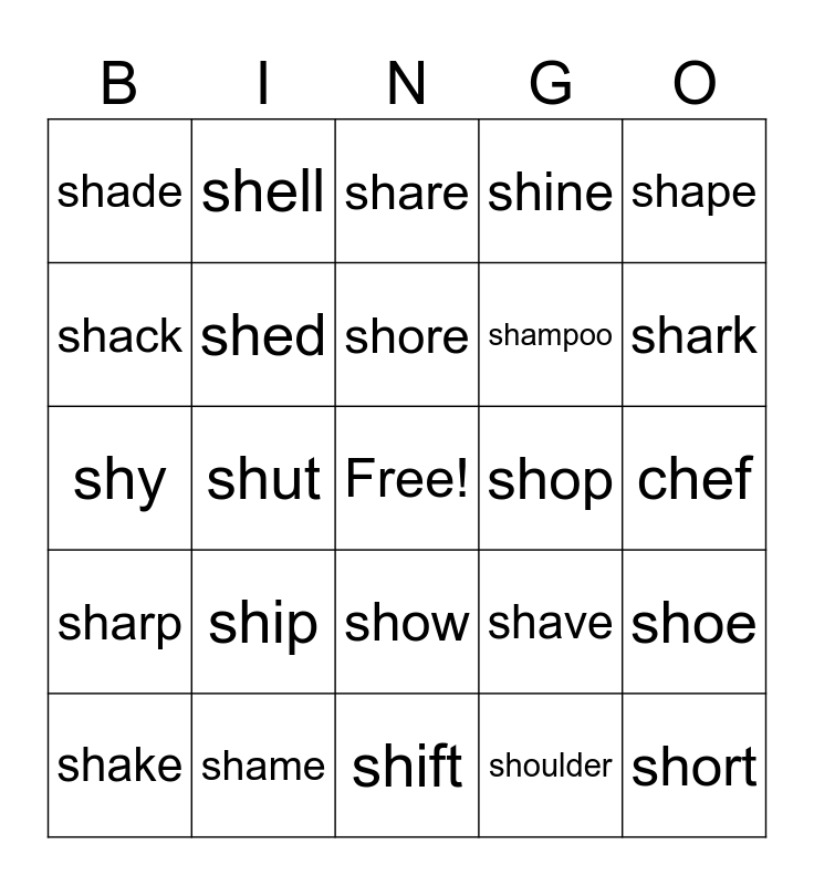 /sh/ bingo Card